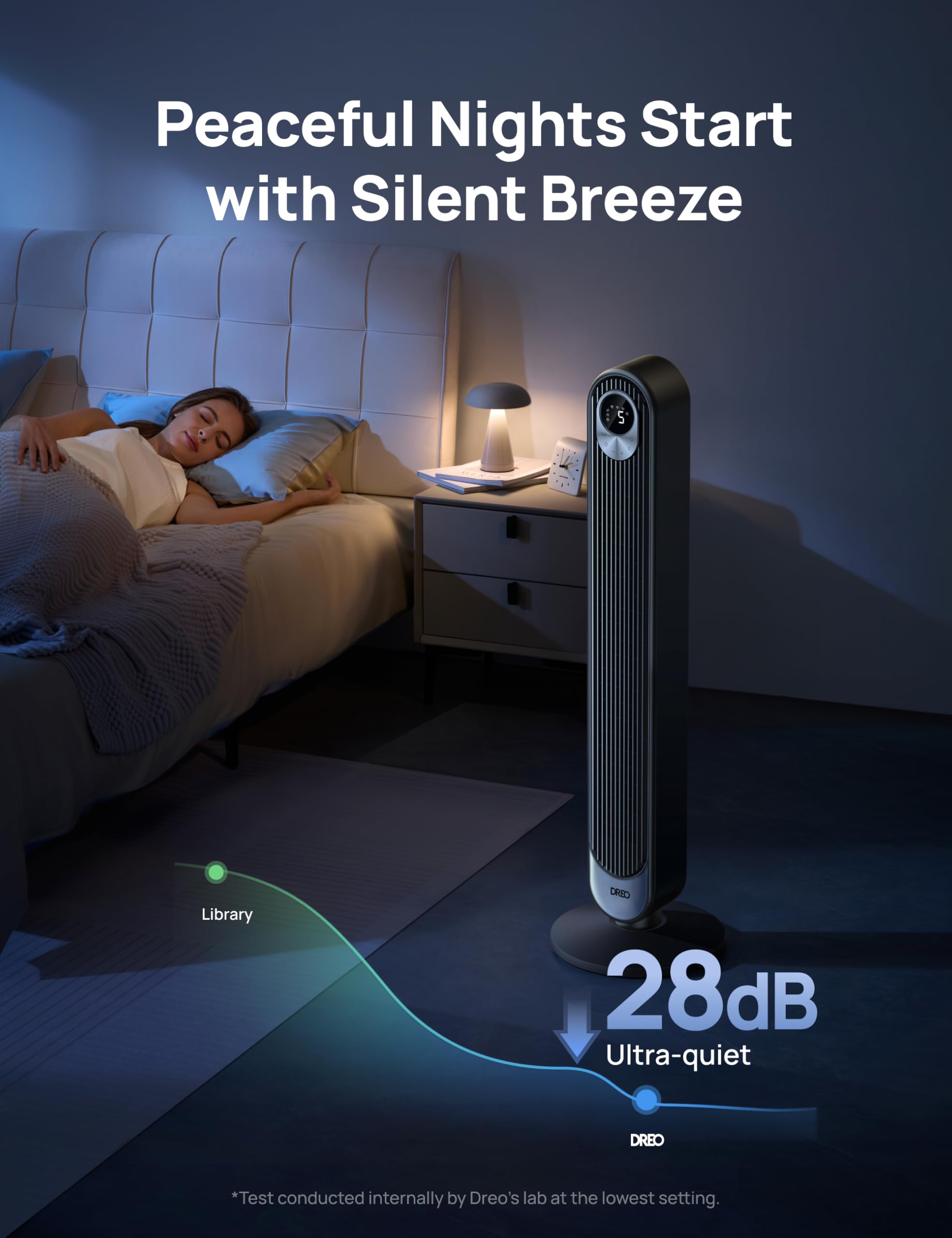 Dreo Tower Fan 42 Inch, Cruiser Pro T1 Quiet Oscillating Bladeless Fan with Remote, 6 Speeds, 4 Modes, LED Display, 12H Timer, Black Floor Standing Fan Powerful for Indoor Home Bedroom Office Room