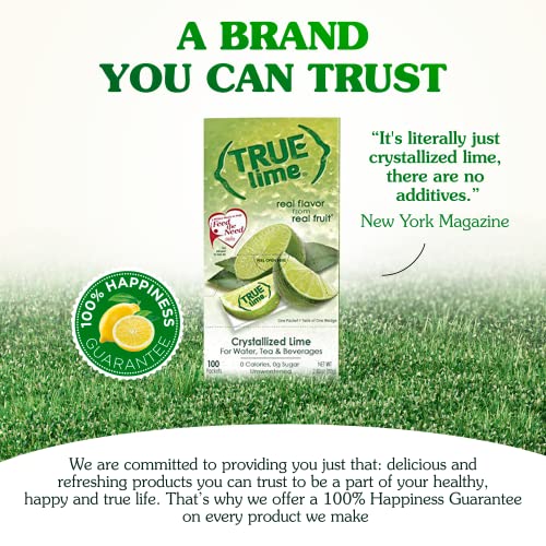 TRUE LIME Water Enhancer, Bulk Dispenser Pack (100 Packets), 0 Calorie Drink Mix Packets For Water, Sugar Free Lime Flavoring Powder Packets, Water Flavor Packets Made with Real Limes(Pack of 1)