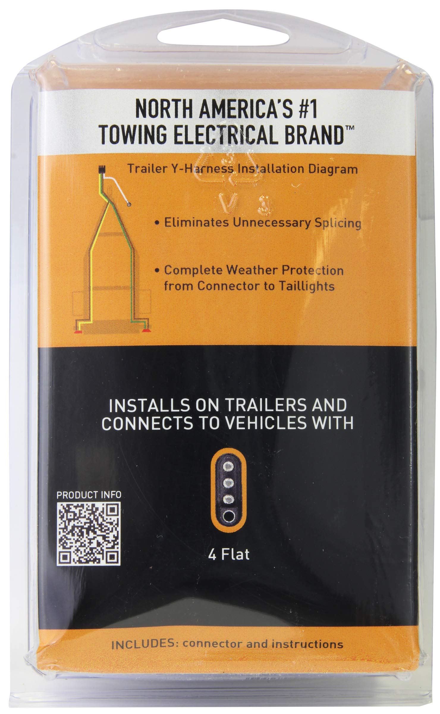 Hopkins 48255 25' 4 Wire Flat Trailer Side Y-Harness Connector