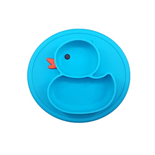 AHEGAS Dog Food Bowl Dog Cat Meal Plate Sub-Grid Silica Gel Suction Cup Food Bowl Multifunctional One-Piece Water Container Outdoor Portable Foldable ( Color : Blue )