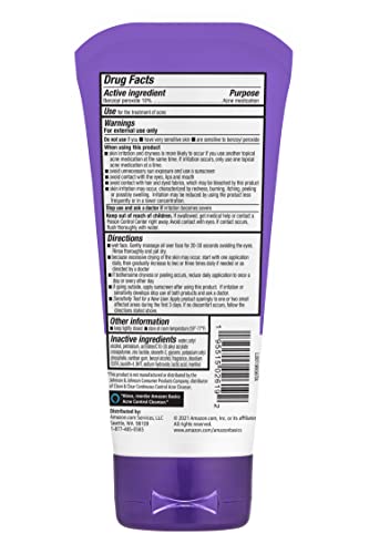 Amazon Basics Daily Acne Control Cleanser, Maximum Strength 10% Benzoyl Peroxide Acne Medication, 5 Fluid Ounces, Pack of 1