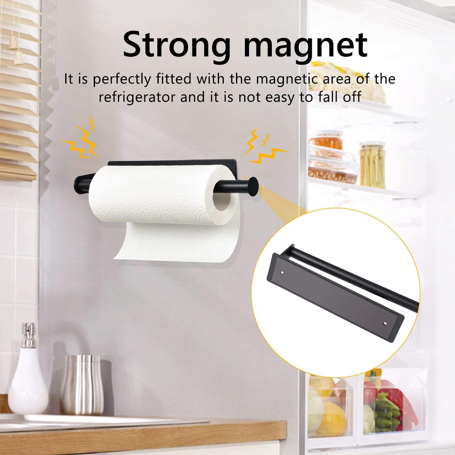 aceyoon Paper Towel Holder,Self Adhesive Magnetic Paper Towel Holder, 13inch Paper Towel Rack Wall Mount Under Cabinet with Screws,Paper Towel Bar for Kitchen Bathroom Pantry