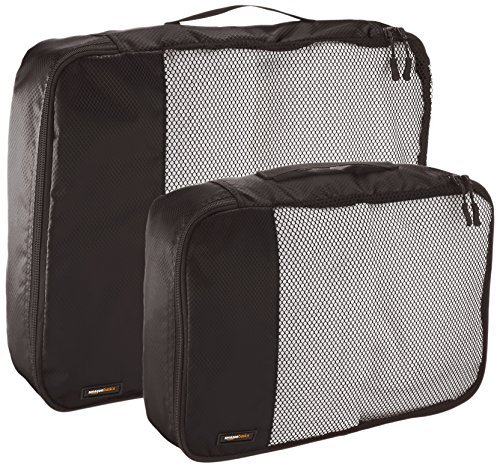 Amazon Basics 4 Piece Packing Travel Organizer Cubes Set - 2 Medium and 2 Large, Black