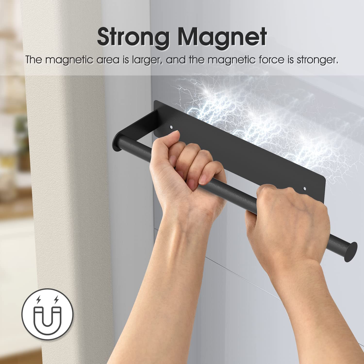 aceyoon Paper Towel Holder,Self Adhesive Magnetic Paper Towel Holder, 13inch Paper Towel Rack Wall Mount Under Cabinet with Screws,Paper Towel Bar for Kitchen Bathroom Pantry