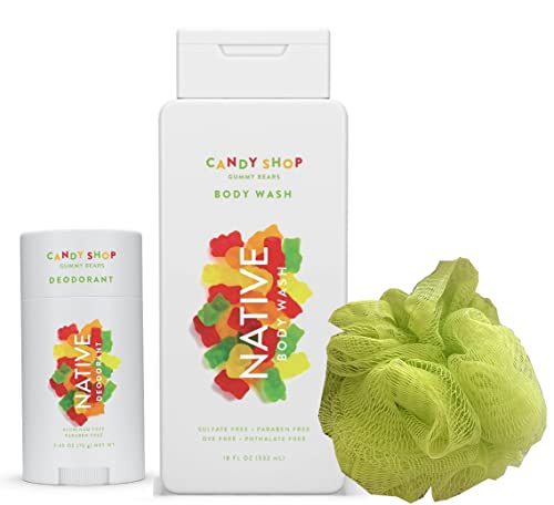 Native Special Edition Candy Shop Set | Deodorant, Body Wash, and Loofah - Set of 3 (Gummy Bears)