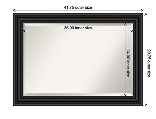 Amanti Art Beveled Bathroom Mirror (30 x 42 in.), Colonial Black Frame - Wall Mirror Black, Large