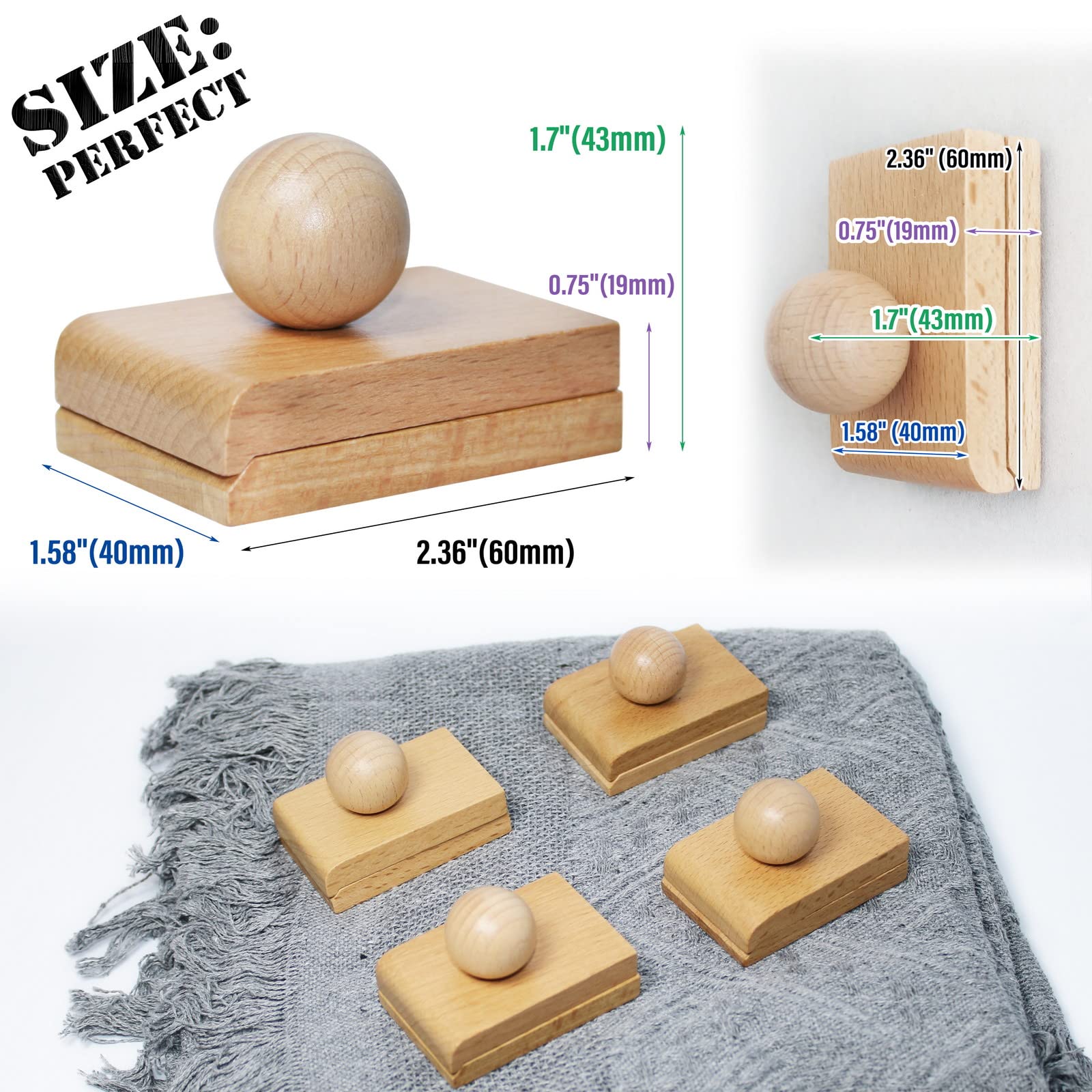 ANFU Wooden Clips for Hanging Tapestry, Clips for Display Quilt, Wood Wall Clip for Hanging Rugs Fabric use by Home Decor, Easy to Hang and Adjust (4, Beechwood)