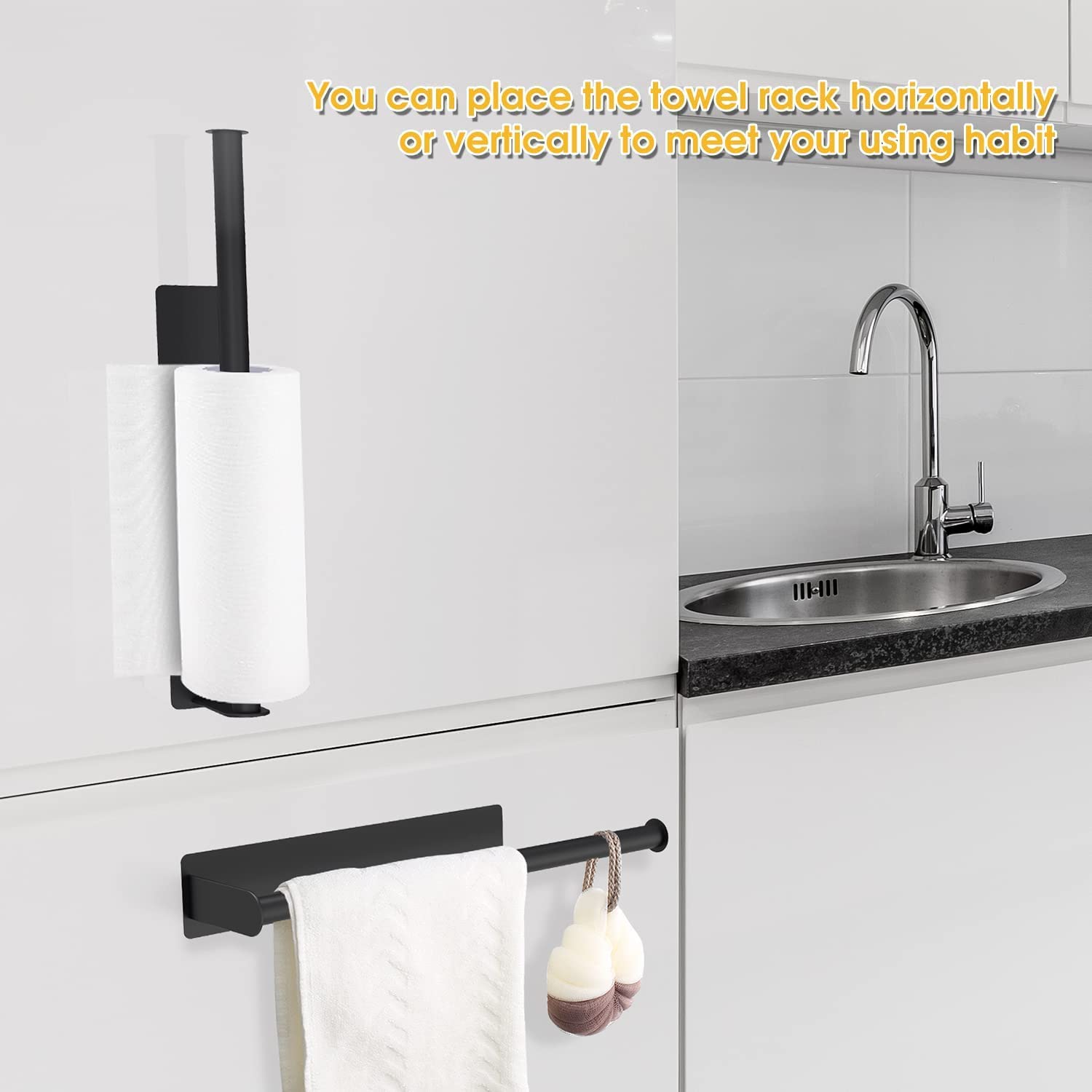 aceyoon Paper Towel Holder,Self Adhesive Magnetic Paper Towel Holder, 13inch Paper Towel Rack Wall Mount Under Cabinet with Screws,Paper Towel Bar for Kitchen Bathroom Pantry