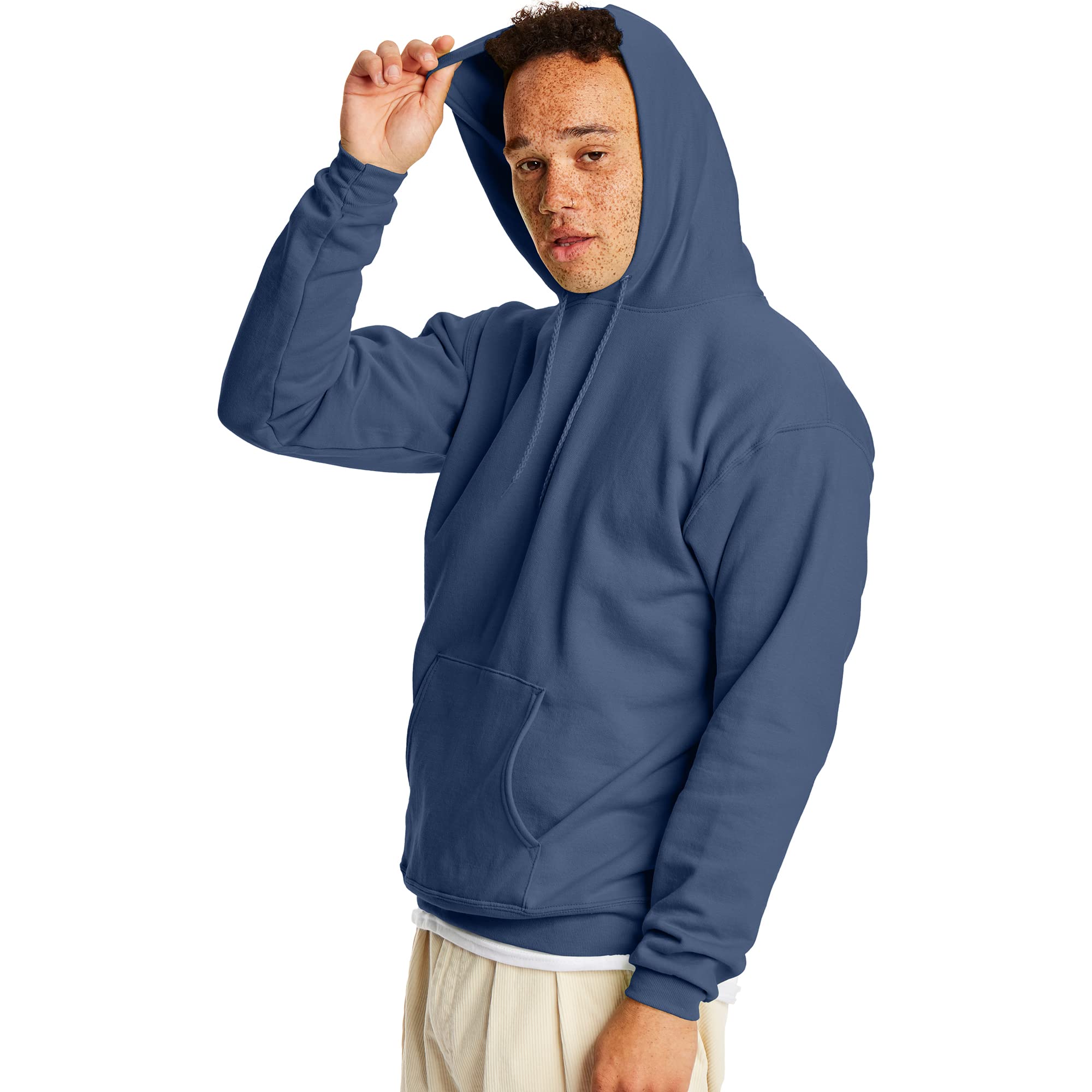Hanes Comfortblend EcoSmart Hoodie, Midweight Fleece, Pullover Hooded Sweatshirt for Men, Denim Blue, 5X Large