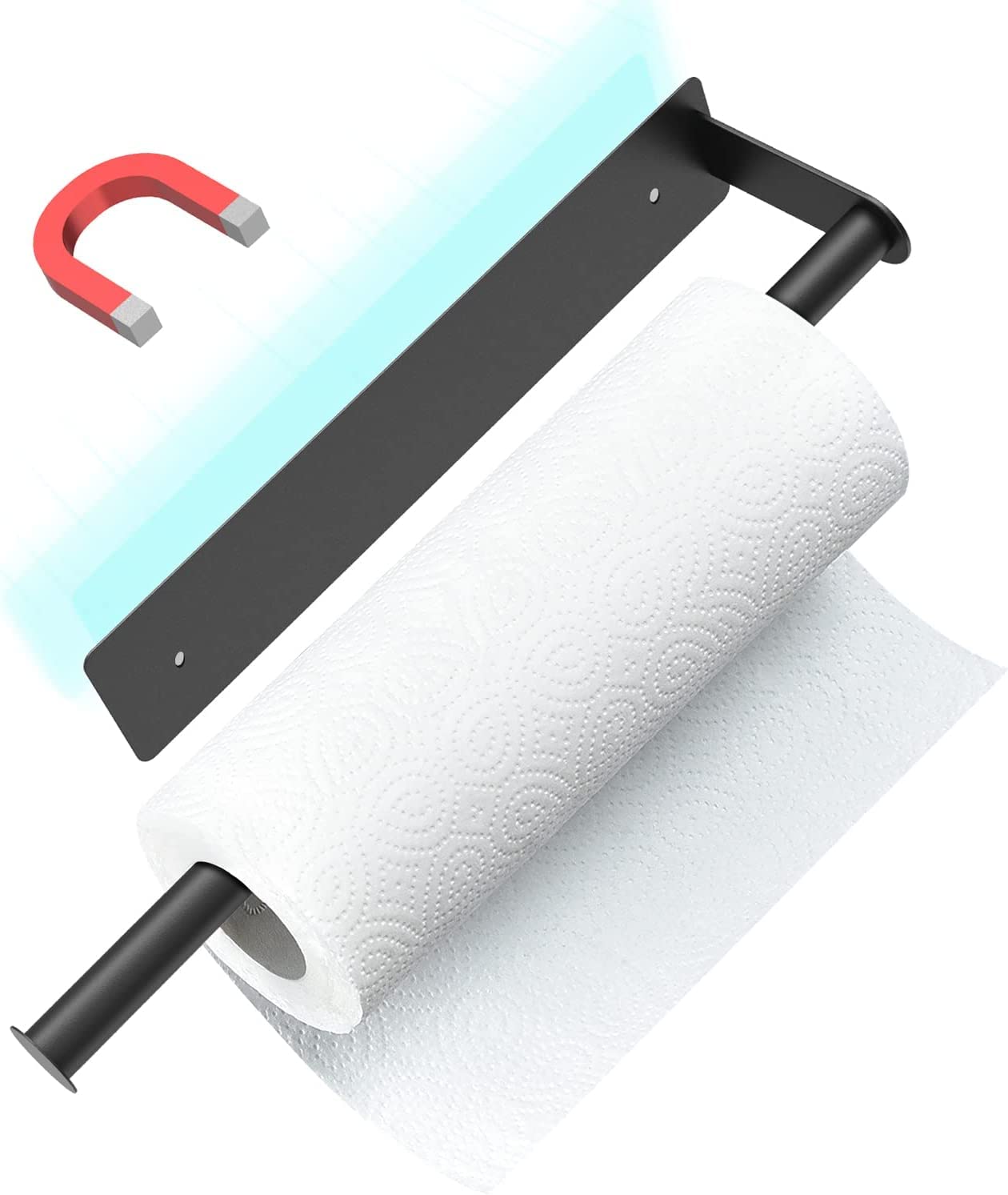 aceyoon Paper Towel Holder,Self Adhesive Magnetic Paper Towel Holder, 13inch Paper Towel Rack Wall Mount Under Cabinet with Screws,Paper Towel Bar for Kitchen Bathroom Pantry