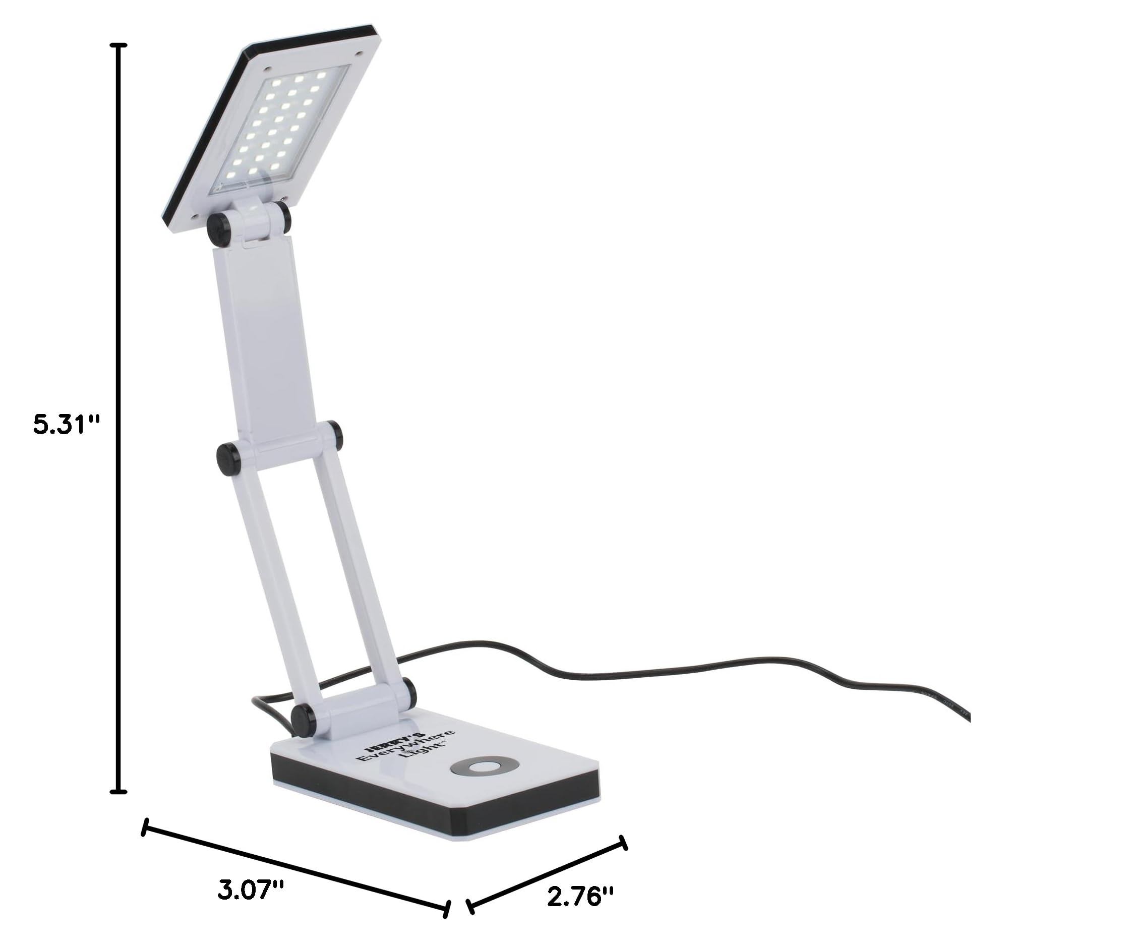 Jerry's Everywhere Flexible Portable 24 LED Task Lamp, 3 Adjustable Dimmable Levels Includes AC/USB Power Supply (Optional AA Battery)