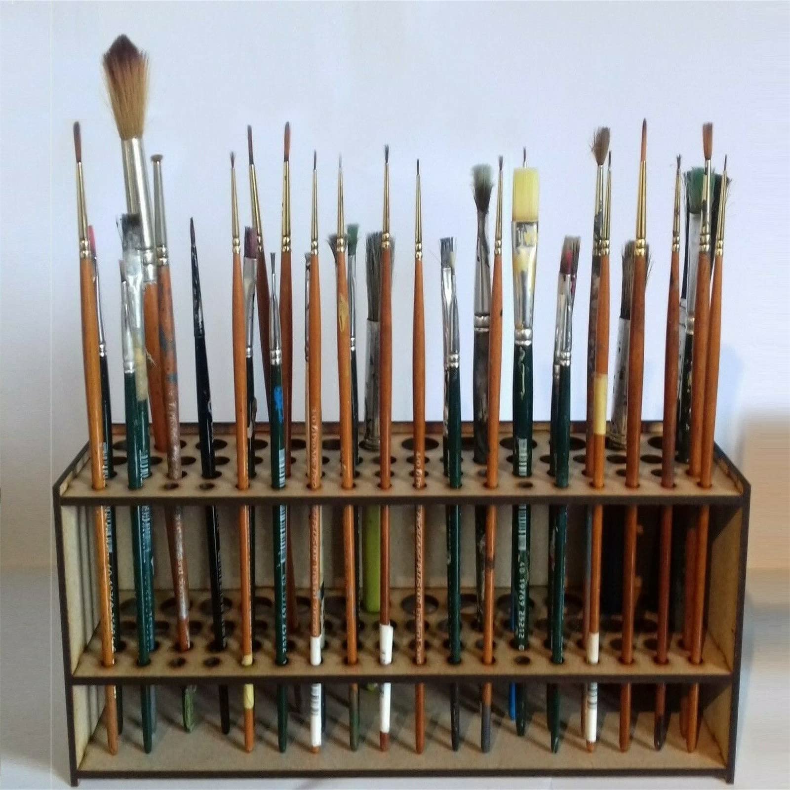 Gspmoly Brush Holder Paintbrush Holder Stand 67 Paint Brushes Wall Mount Or Freestanding, Pen Holder for Desk Rectangle Makeup & Painting Brush Holders Organizer for Pencil, Paintbrush