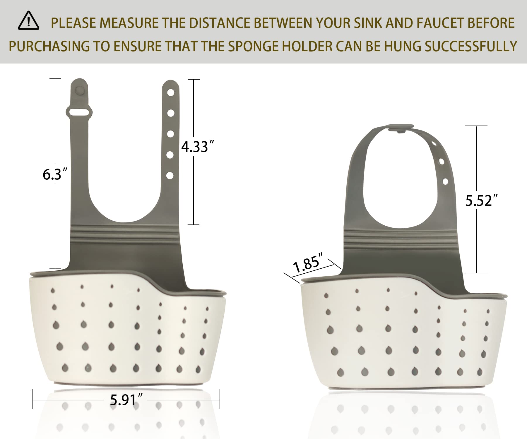 HCORRAN Kitchen Sink Caddy Sponge Holder,Hanging Kitchen Adjustable Strap Faucet Caddy(Beige 1pack)…