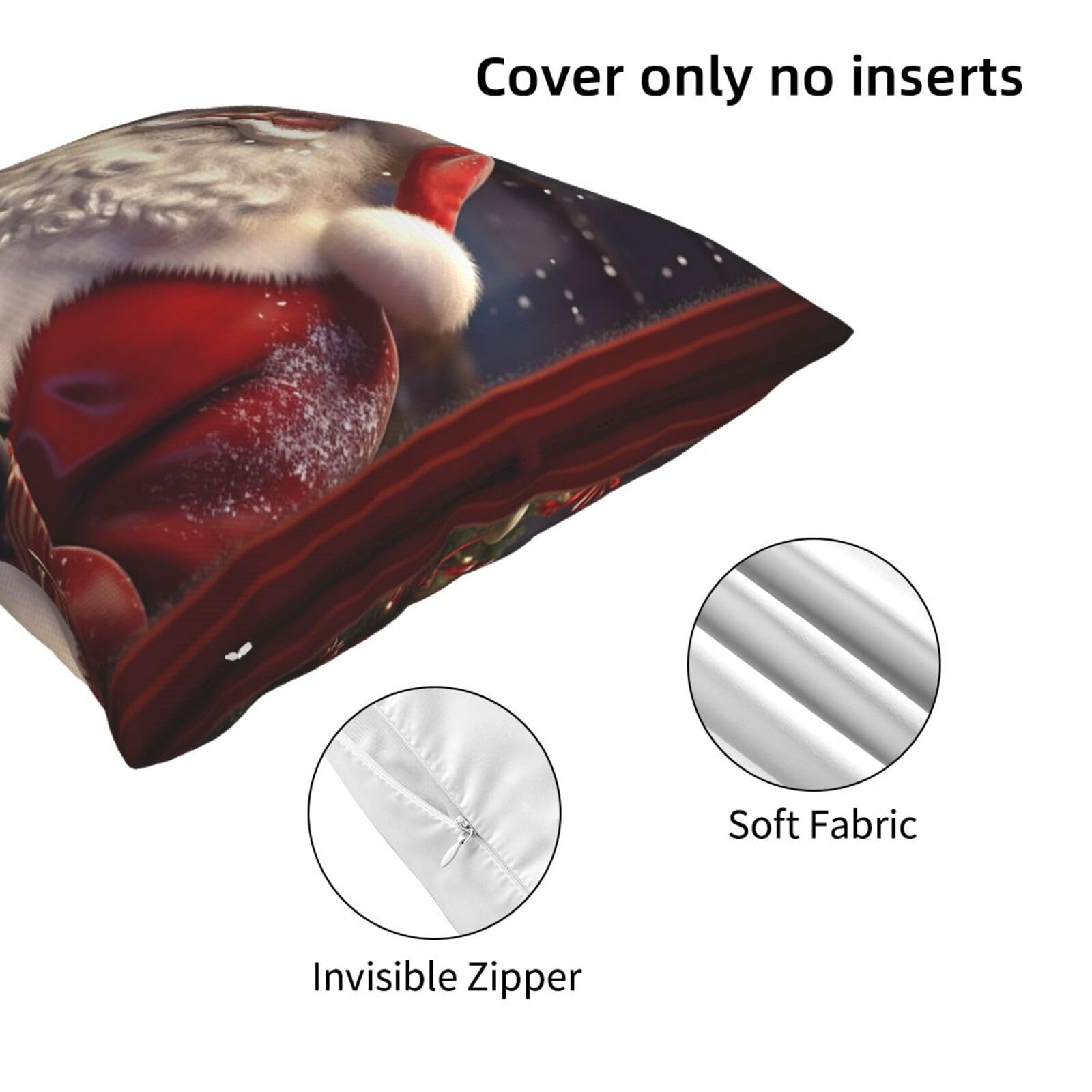 VTCTOASY Santa Claus Print Throw Pillow Covers Fashion Throw Pillow Case Soft Couch Pillows Decorative Square Pillow Covers for Sofa Living Room 20"x20"