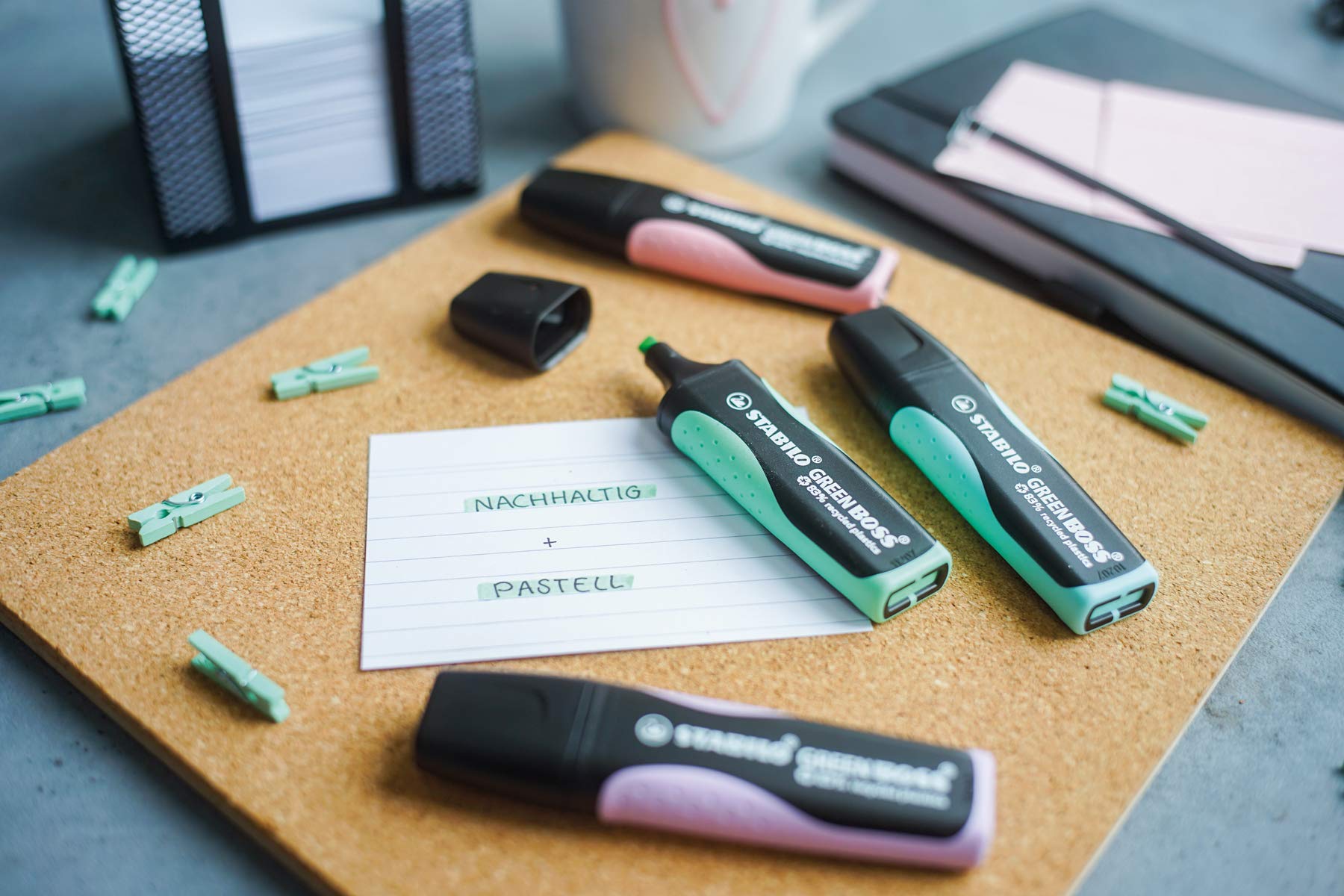 STABILO Eco-Friendly Highlighter GREEN BOSS Pastel - Deskset of 8 - Assorted Colours