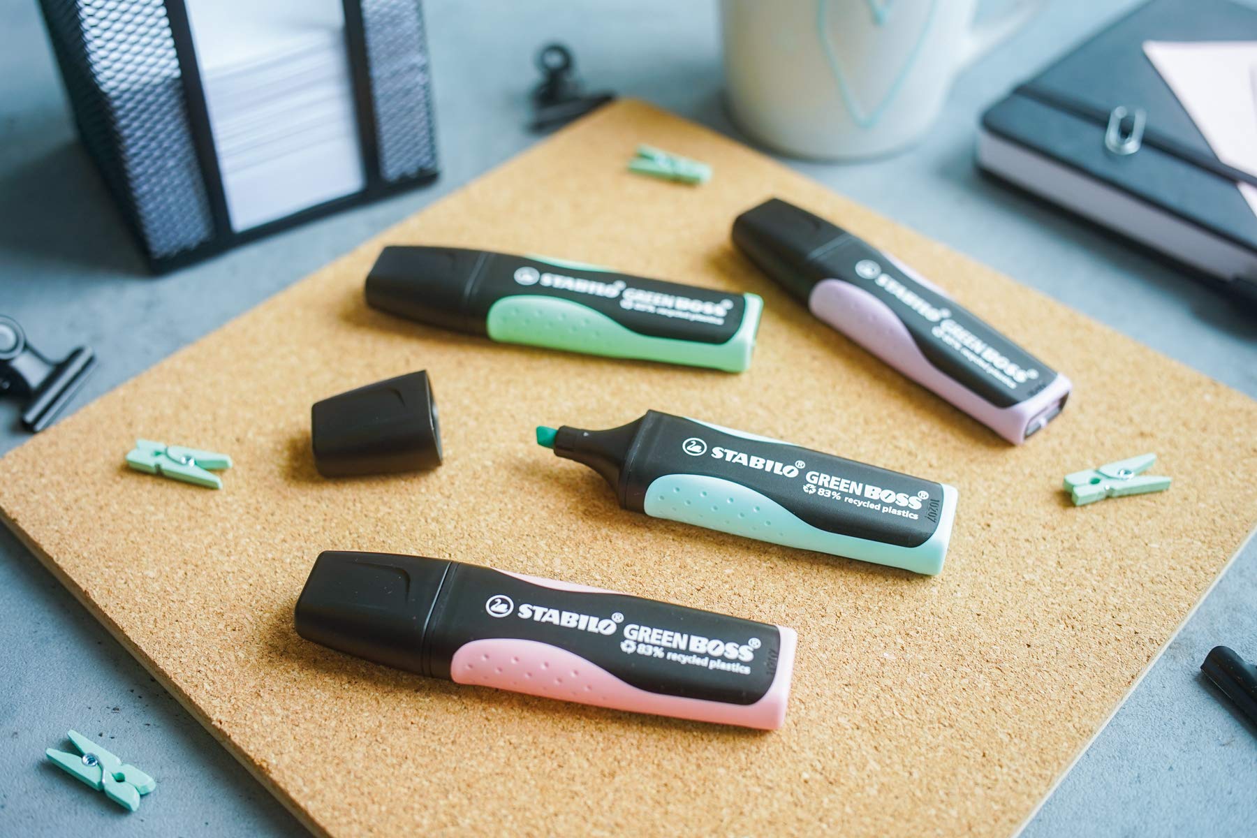 STABILO Eco-Friendly Highlighter GREEN BOSS Pastel - Deskset of 8 - Assorted Colours
