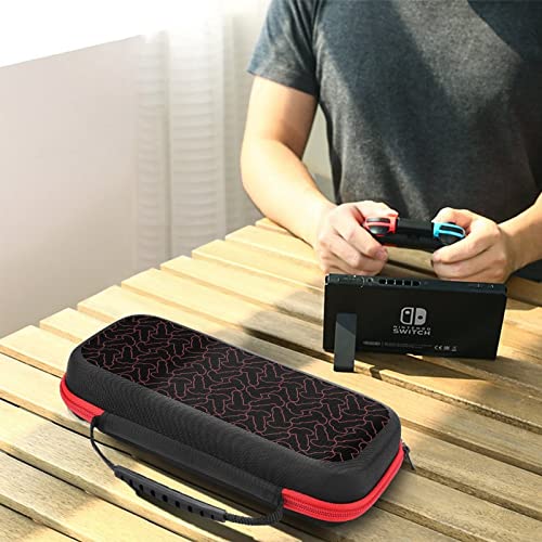 Penis Pattern Portable Travel Carry Case Hard Shell Pouch with Pockets Storage Bag for Switch Console Game and Slots Cards Accessories