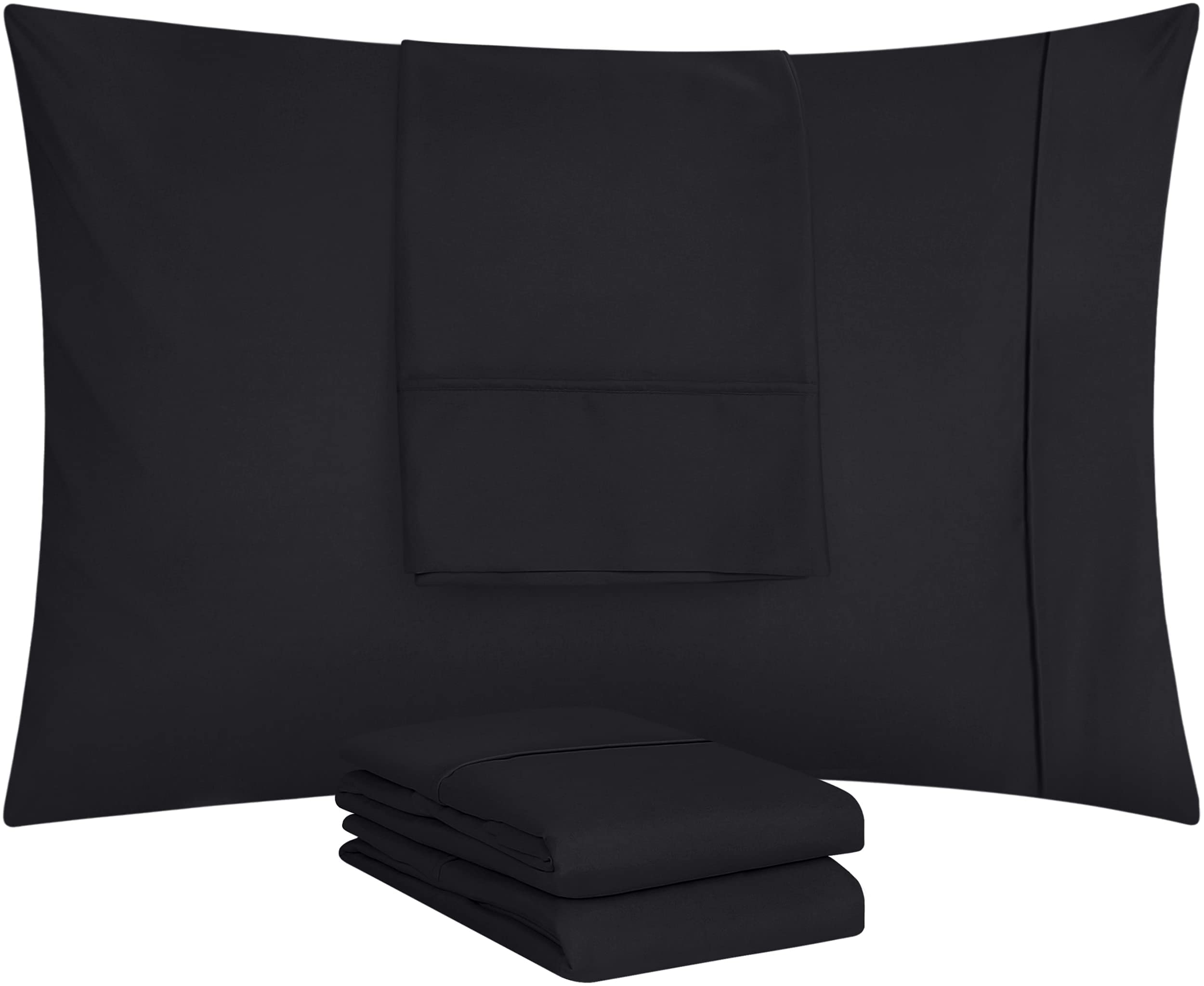Utopia Bedding Queen Pillow Cases - Pack of 4 - Envelope Closure - Soft Brushed Microfiber Fabric - Shrinkage and Fade Resistant Pillow Covers Queen Size 20 X 30 Inches (Black)