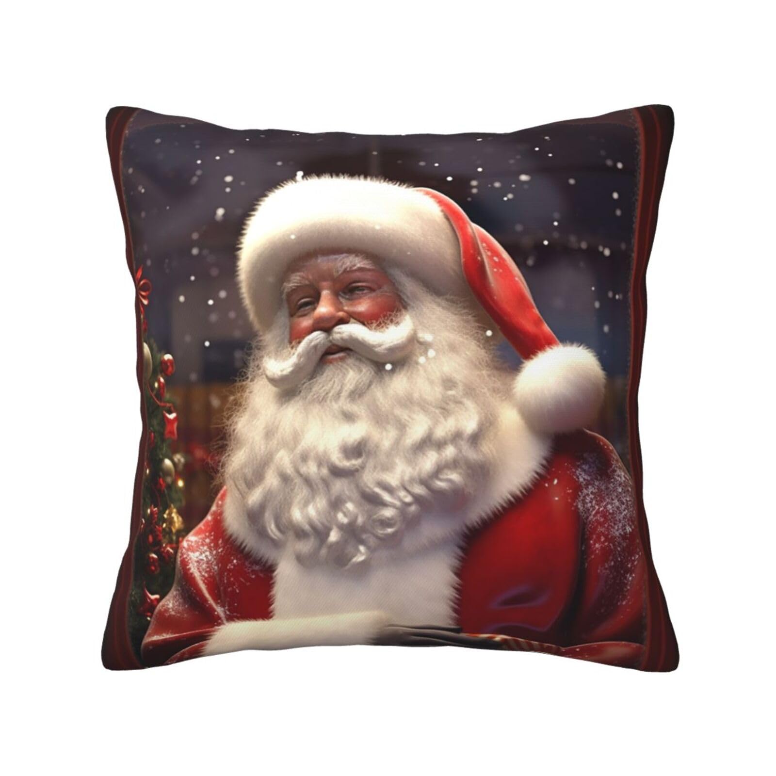 VTCTOASY Santa Claus Print Throw Pillow Covers Fashion Throw Pillow Case Soft Couch Pillows Decorative Square Pillow Covers for Sofa Living Room 20"x20"