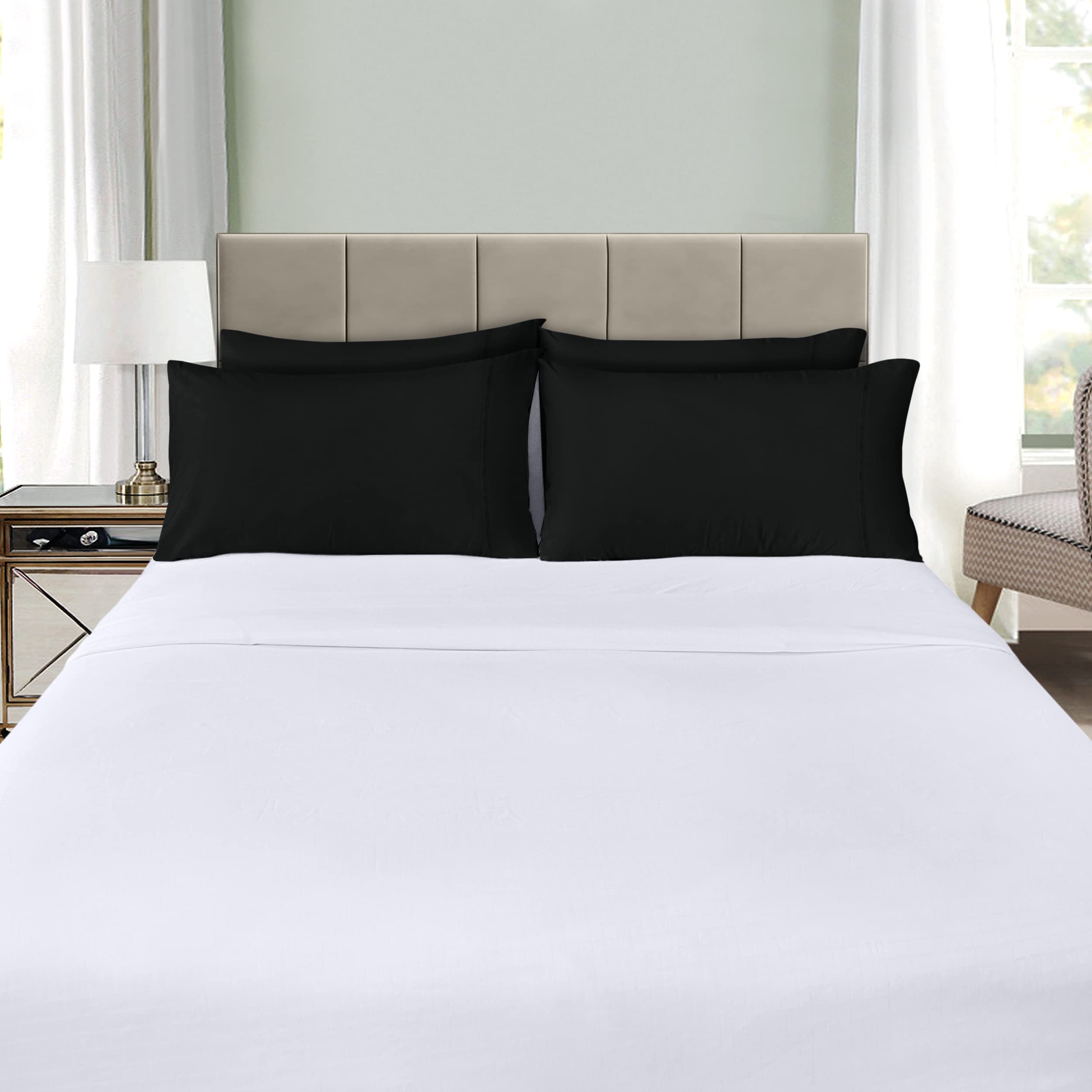 Utopia Bedding Queen Pillow Cases - Pack of 4 - Envelope Closure - Soft Brushed Microfiber Fabric - Shrinkage and Fade Resistant Pillow Covers Queen Size 20 X 30 Inches (Black)