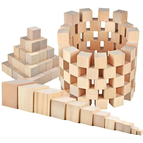 Wood Blocks for Crafts, 1.5 inch Unfinished Wood Cubes, 15 Pcs Natural Wooden Blocks, Wood Square Blocks, Wooden Cubes for Arts and DIY Projects, Puzzle Making