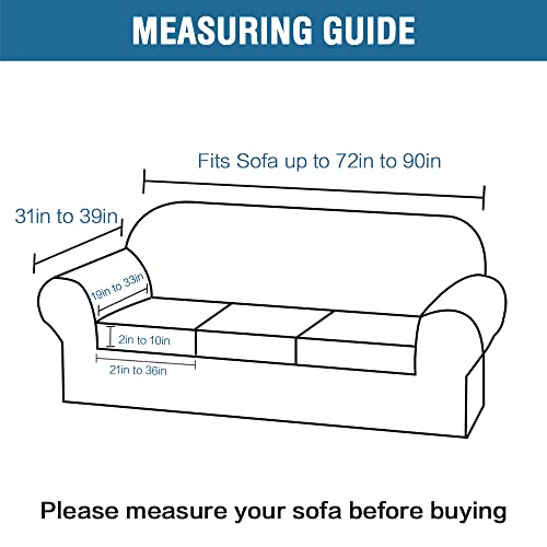 H.VERSAILTEX Modern Velvet Plush 4 Piece High Stretch Sofa Slipcover Sofa Cover Furniture Protector Form Fit Luxury Thick Velvet Sofa Cover for 3 Cushion Couch, Machine Washable (Sofa,Ivory)