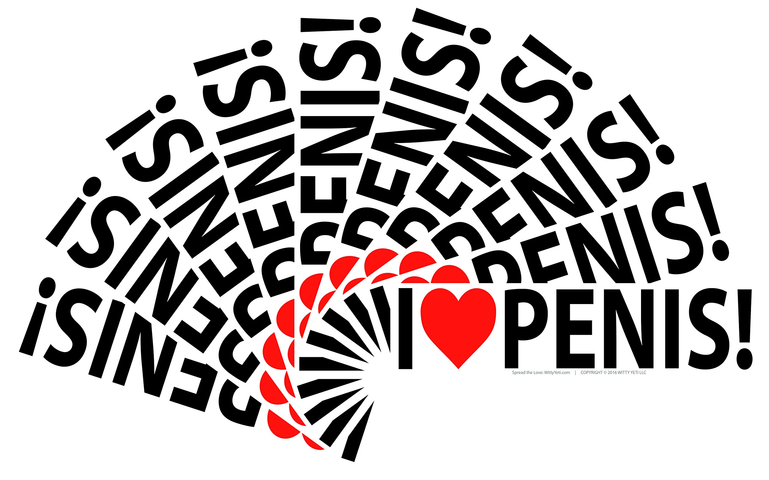 Witty Yeti’s I Heart Penis Prank Bumper Sticker 10 Pack.