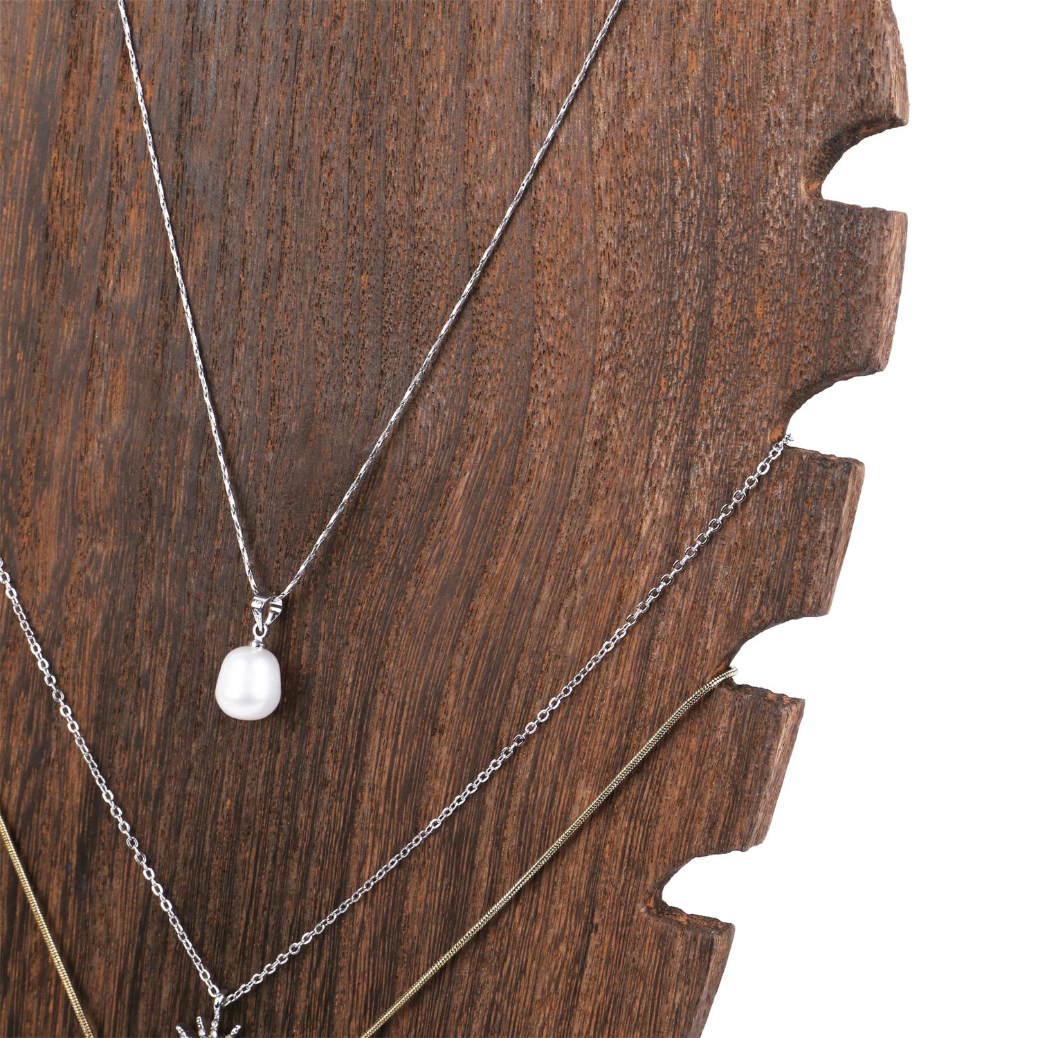MOOCA Wooden Freestanding Necklace Easel Display Stand - Adjustable Slope Jewelry Showcase Holder for 6 Necklaces, Brown Color