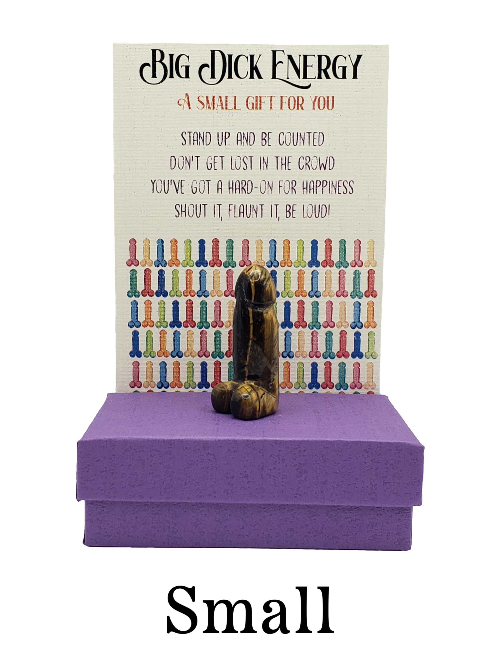 Big Dick Energy - Tigers Eye Crystal Penis Power Totem Gift Box (Small (1.4 Inch Long))