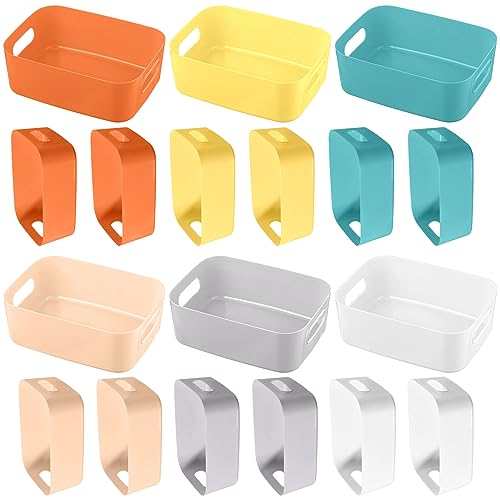 Uiifan 18 Pcs Plastic Storage Bins Small Storage Basket Pantry Baskets Containers Bathroom Baskets for Organizing Organizer with Handles for Kitchen Cupboard Box