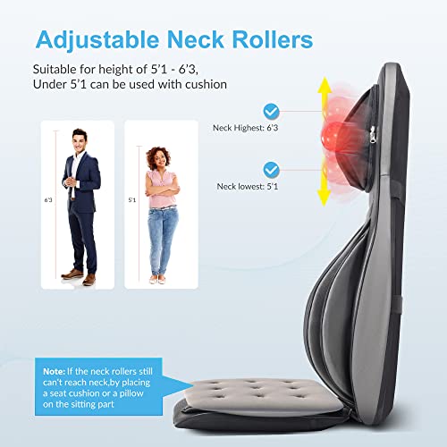 COMFIER Shiatsu Neck & Back Massager β 2D/3D Kneading Full Back Massager with Heat & Adjustable Compression, Massage Chair Pad for Shoulder Neck and Back Full Body, Gifts for Men Dad