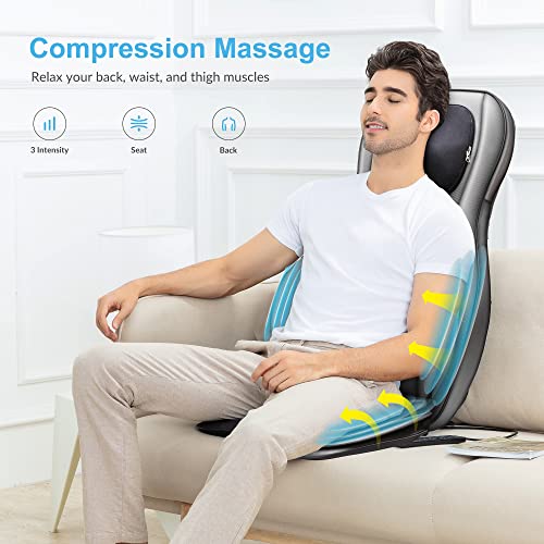 COMFIER Shiatsu Neck & Back Massager β 2D/3D Kneading Full Back Massager with Heat & Adjustable Compression, Massage Chair Pad for Shoulder Neck and Back Full Body, Gifts for Men Dad