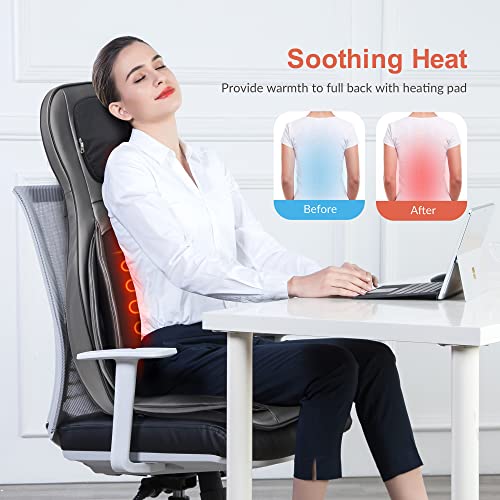 COMFIER Shiatsu Neck & Back Massager β 2D/3D Kneading Full Back Massager with Heat & Adjustable Compression, Massage Chair Pad for Shoulder Neck and Back Full Body, Gifts for Men Dad
