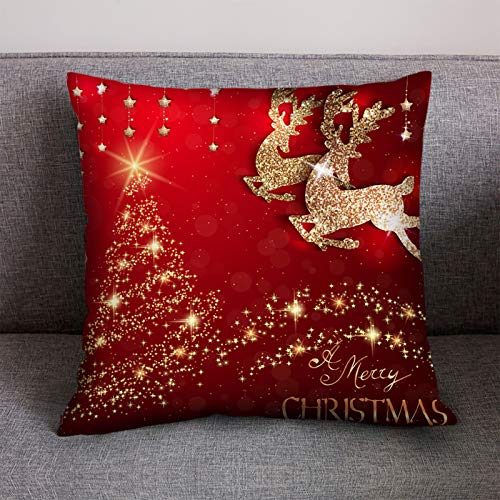 Cushion Decoration Christmas Pillow Cover Holiday Xmas Decor Throw Pillow Case for Sofa Couch Office Bedroom Decorations - 18 x 18 in