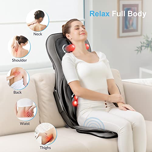 COMFIER Shiatsu Neck & Back Massager β 2D/3D Kneading Full Back Massager with Heat & Adjustable Compression, Massage Chair Pad for Shoulder Neck and Back Full Body, Gifts for Men Dad