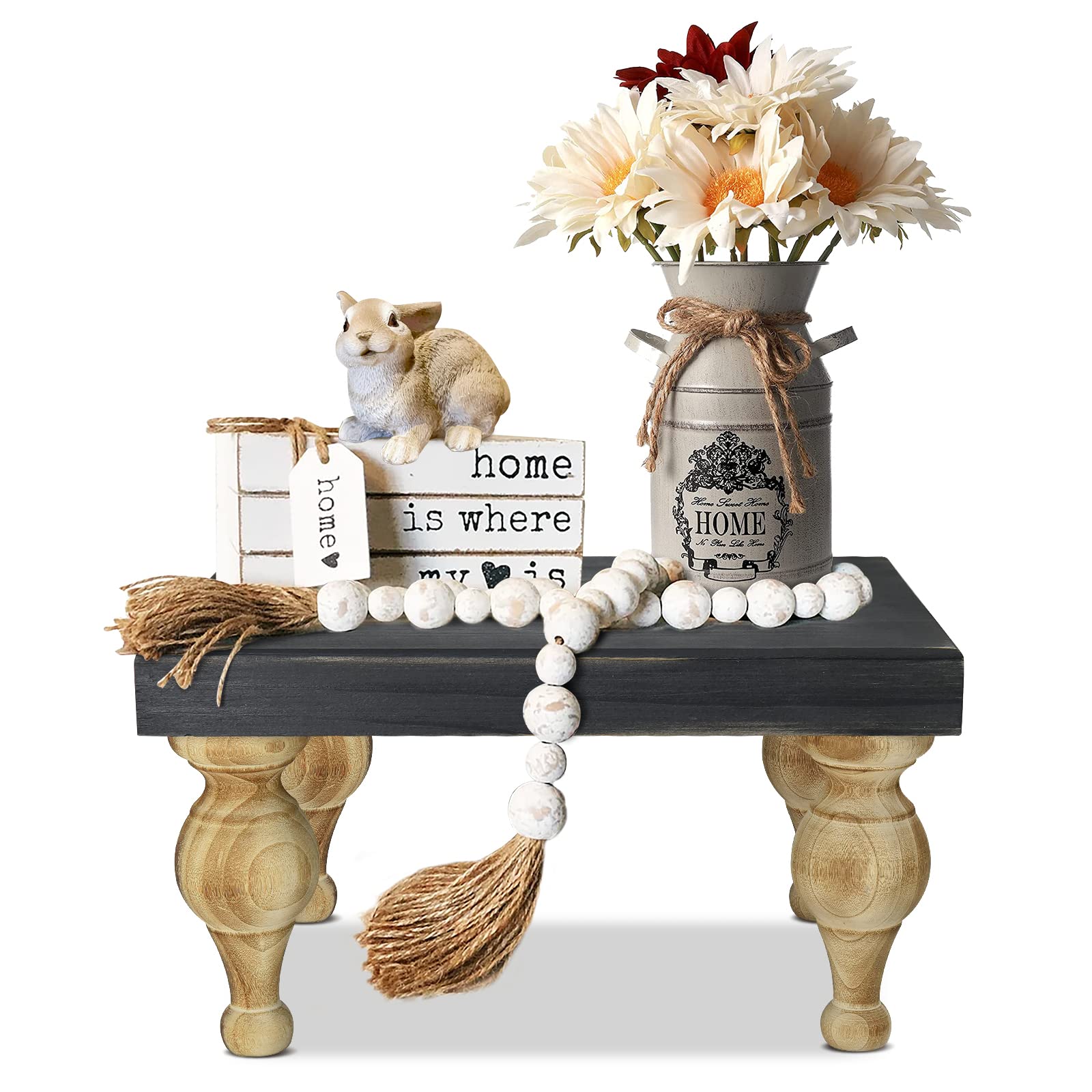 Ameuphercy Decorative Tray Riser Display Stand for Coffee Bar Table Decor Rustic Centerpiece Tray Counter Organizer for Kitchen Farmhouse Pedestal Stand Farmhouse