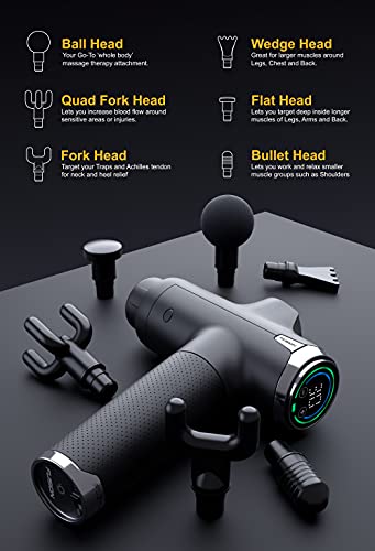 Fusion Black Pro Muscle Massage Gun Deep Tissue Percussion Muscle Massager Gun for Athletes Pain Relief Therapy and Relaxation, Percussion Therapy Chiropractor Massager, Body Massager (Black Pro)