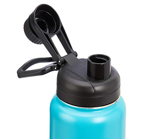 Amazon Basics Stainless Steel Insulated Water Bottle with Spout Lid – 30-Ounce, Teal