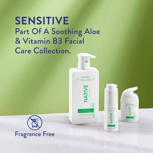 Native Sensitive Skin Bundle - Facial Cleanser (2), Facial Moisturizer (1) and Facial Serum (1) - The Perfect 3-Step Routine for Sensitive Skin
