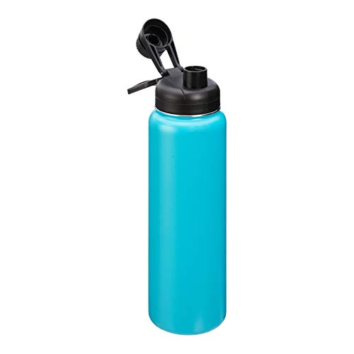 Amazon Basics Stainless Steel Insulated Water Bottle with Spout Lid – 30-Ounce, Teal