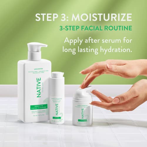 Native Sensitive Skin Bundle - Facial Cleanser (2), Facial Moisturizer (1) and Facial Serum (1) - The Perfect 3-Step Routine for Sensitive Skin