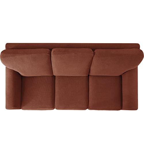 subrtex 7 Pieces Sofa Covers,Multifunctional Sofa Slipcovers with Separate Cushion Covers and Seperate Backrest Covers Furniture 3 Seaters Protector(Large,Brick)