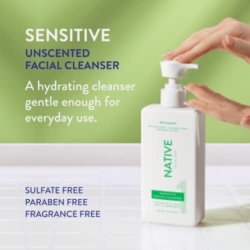 Native Sensitive Skin Bundle - Facial Cleanser (2), Facial Moisturizer (1) and Facial Serum (1) - The Perfect 3-Step Routine for Sensitive Skin