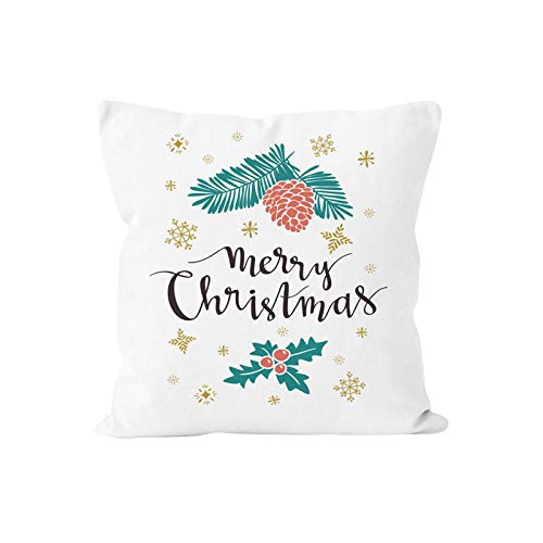 Scceatti Christmas Throw Pillow Covers 4 Pack 18x18 in Cotton Farmhouse Pillow Cover with Zipper Deer Reindeer Aesthetic Theme Fashion Pillow Cases Protector for Couch Bed Living Room Decor Gifts