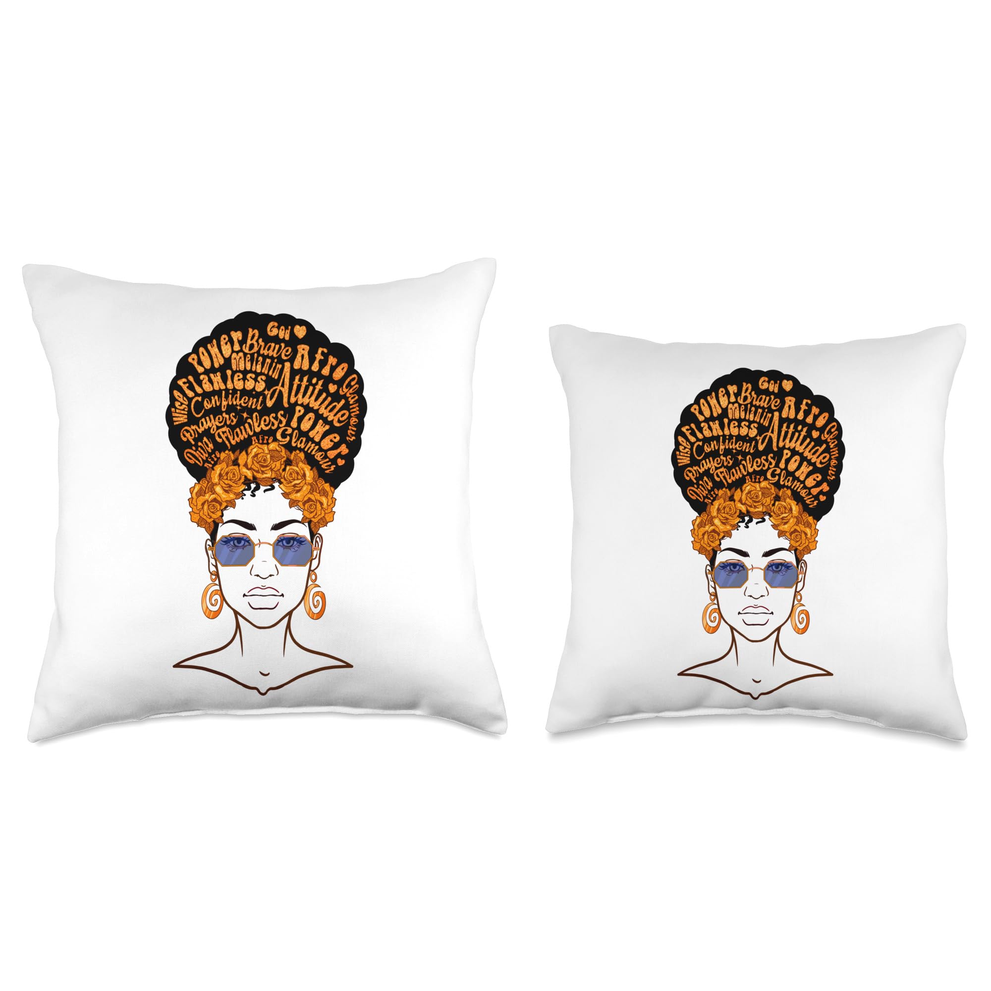 Goddess Shopp Women Beautiful Melanin Poppin Queen Black Girl Magic Throw Pillow, 18x18, Multicolor