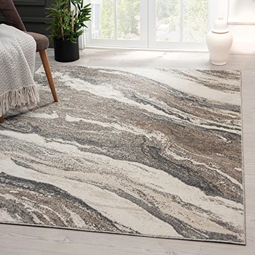 LUXE WEAVERS Rug – Art Deco Living Room Carpet with Marble Swirl – Persian Area Rugs for Modern Home Décor, Soft Luxury Rug, Stain-Resistant, Medium Pile, Jute Backing, Grey / 5’ x 7’