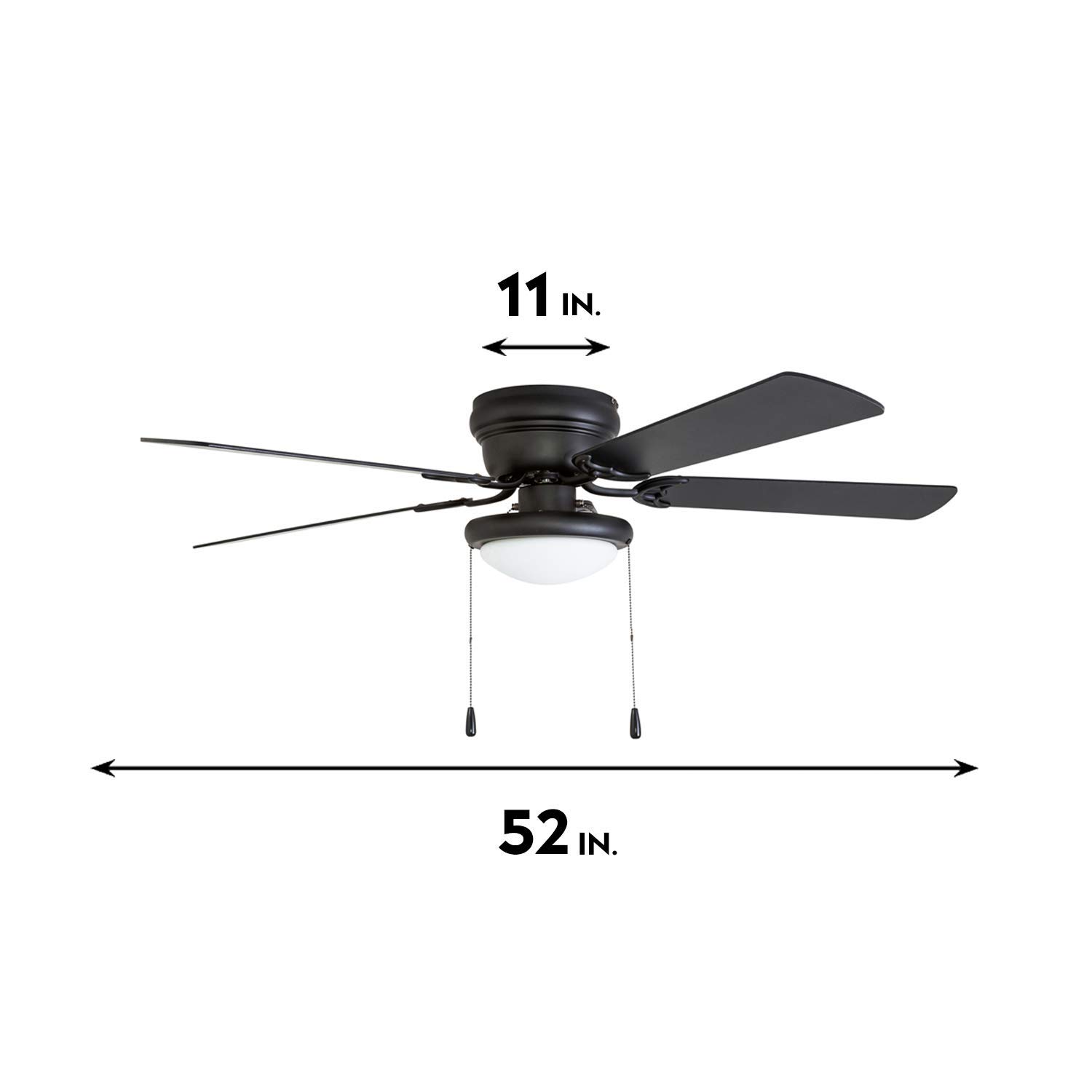 Portage Bay 50251 Hugger 52" Matte Black West Hill Ceiling Fan with Bowl Light Kit
