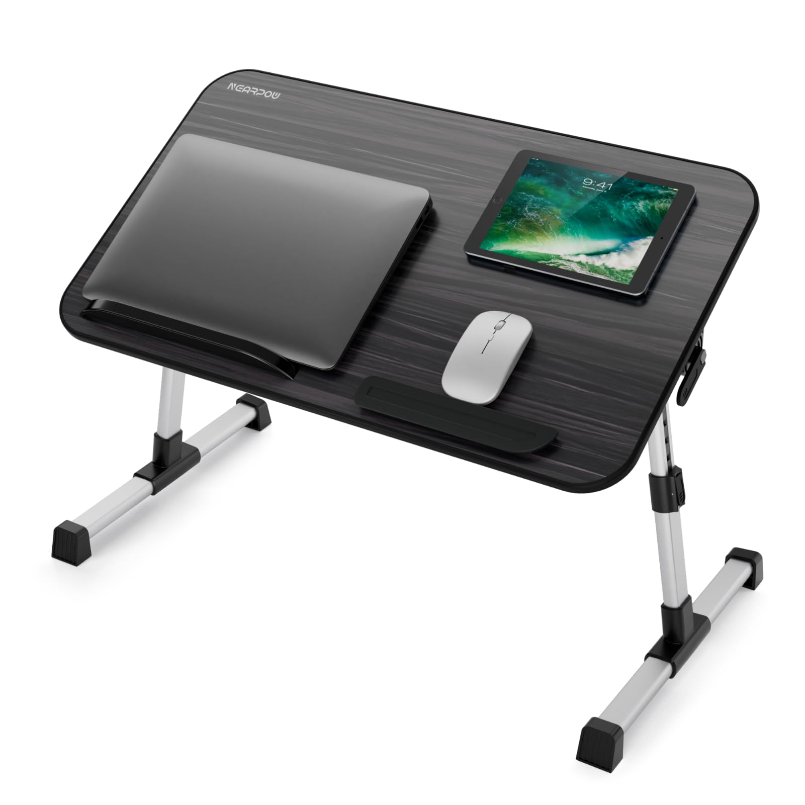NEARPOW Laptop Bed Tray Table, Adjustable Laptop Bed Stand, Portable Standing Table with Foldable Legs, Foldable Lap Tablet Table for Sofa Couch Floor - Medium Size