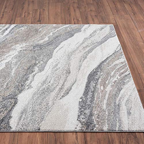 LUXE WEAVERS Rug – Art Deco Living Room Carpet with Marble Swirl – Persian Area Rugs for Modern Home Décor, Soft Luxury Rug, Stain-Resistant, Medium Pile, Jute Backing, Grey / 5’ x 7’