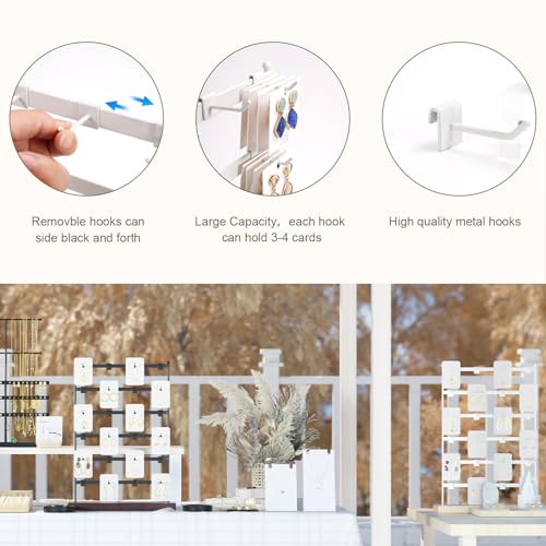 Lolalet Earring Display Stand for Selling, 6 Tier Earrings Display Rack with 24 Adjustable Hooks, Jewelry Display Stand for Vendors Earrings, Keychain Cards Retail Display -White
